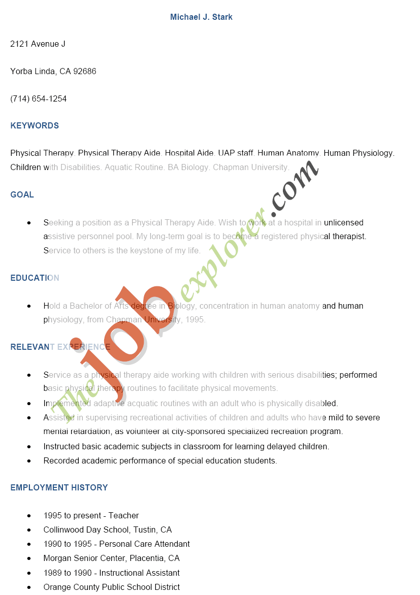 Sample Electronic Resume Template